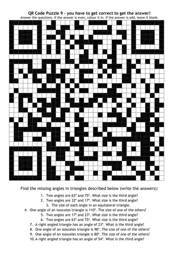 QR Code Puzzle 9 - Angles In Triangles by alutwyche - Teaching ...