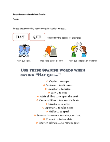 Target Language Spanish Activity (Hay que...) | Teaching Resources