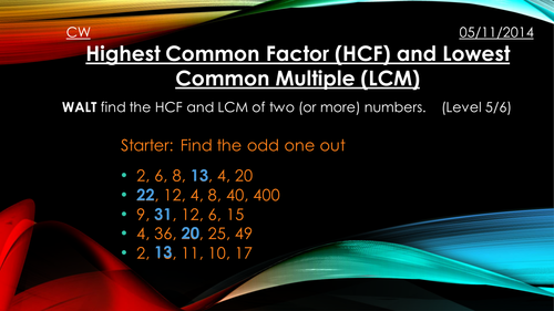 HCF and LCM lesson | Teaching Resources