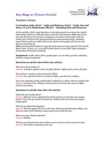KS2 - Human Sundial | Teaching Resources