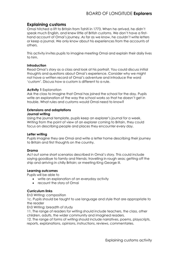 Explaining Customs - Activity Outline | Teaching Resources