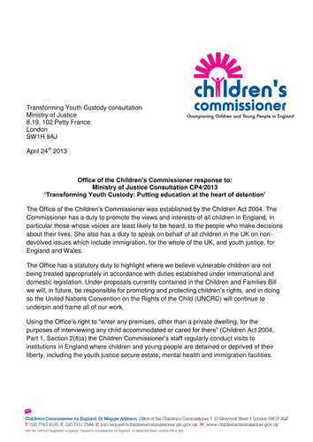 OCC Response - Transforming Youth Custody | Teaching Resources OCC Response - Transforming Youth Custody | Teaching Resources