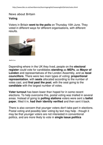 FIRST PAST THE POST & PROPORTIONAL REPRESENTATION | Teaching Resources