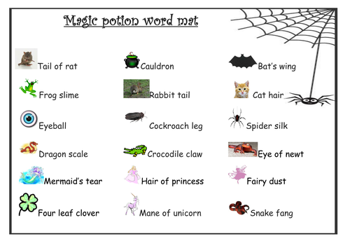 Magic potion wordmat | Teaching Resources