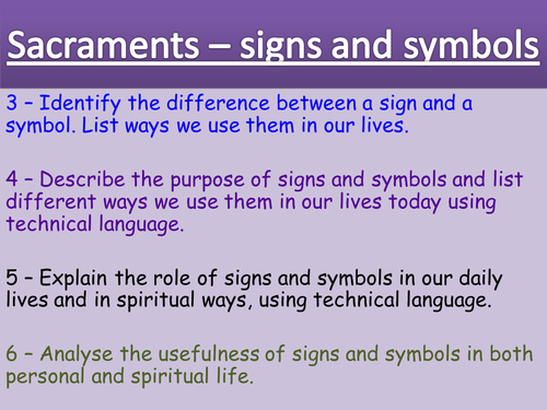 Sacraments - Signs and Symbols | Teaching Resources