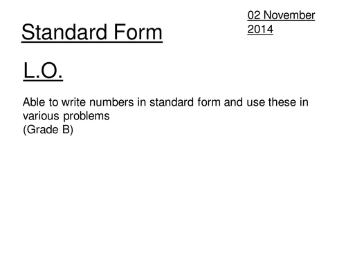 Intro to Standard Form | Teaching Resources