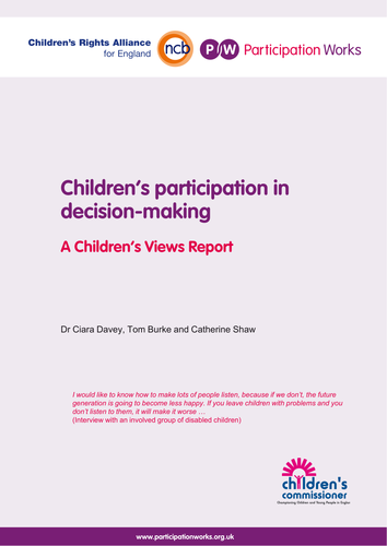 Children's Decision Making; Children's Views | Teaching Resources