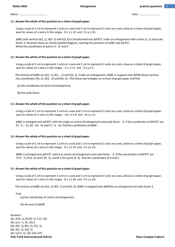 Enlargement transformation | Teaching Resources