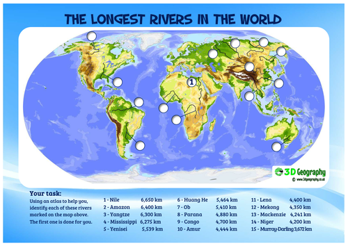 Map Of Longest Rivers In The World - Babak Spencer Map Of Longest Rivers In The World - Babak Spencer