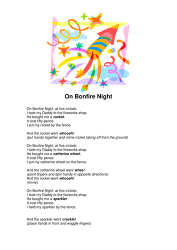 On Bonfire Night Song by Deborah Jane Smith - Teaching Resources - Tes