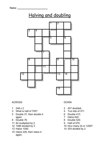 Doubling and halving crosswords | Teaching Resources Doubling and halving crosswords | Teaching Resources