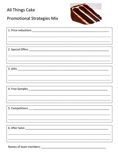 Promotional Mix Student Centred Activity | Teaching Resources