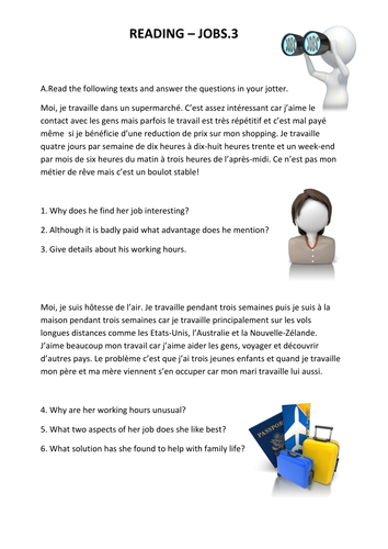 Jobs reading comprehension: Farmer, teacher etc | Teaching Resources