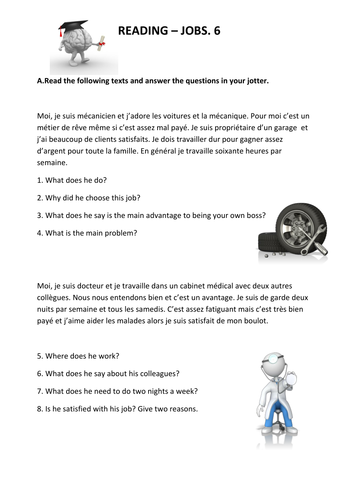 Jobs and work: reading comprehension. | Teaching Resources