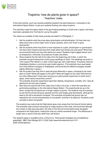 Tropisms - Plants in Space | Teaching Resources