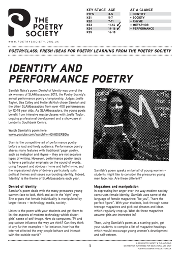Identity and Performance Poetry | Teaching Resources