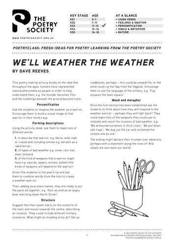 We'll Weather the Weather by Dave Reeves | Teaching Resources