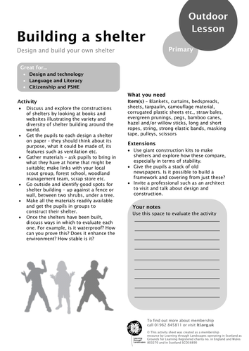 How to build a survival shelter by TheWildlifeTrusts - Teaching ...