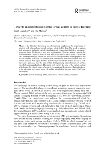 Towards An Understanding Of The Virtual Context Teaching Resources