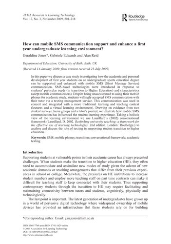 How can mobile SMS communication support & enhance | Teaching Resources