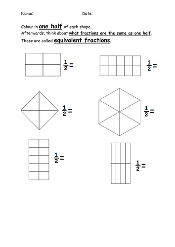 Shading Equivalent Fractions - Half | Teaching Resources