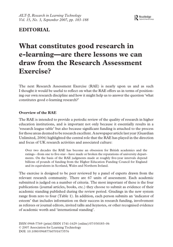 What constitutes good research in e-learning? | Teaching Resources