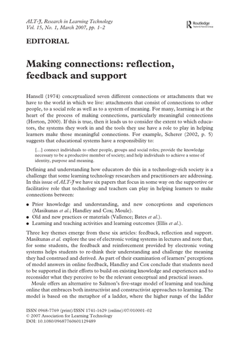 Making connections: reflection, feedback & support | Teaching Resources