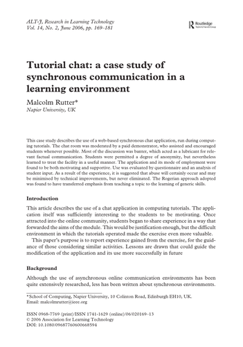 A case study of synchronous communication | Teaching Resources