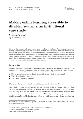 Making online learning accessible to the disabled | Teaching Resources