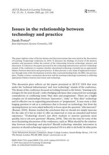 Issues between technology & practice | Teaching Resources