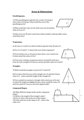 Area Of Shapes Worksheet Year 5