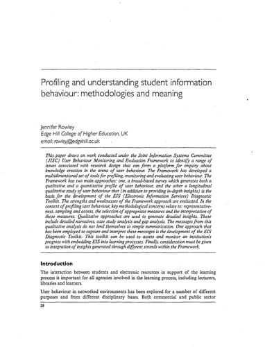Profiling student information behaviour | Teaching Resources
