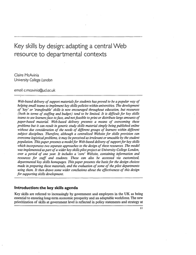 Key skills by design:adapting central Web resource | Teaching Resources