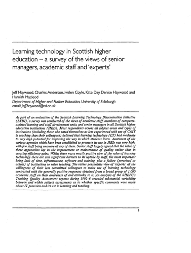 Learning technology in Scottish higher education | Teaching Resources