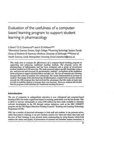 Evaluation of the usefulness of computerbased | Teaching Resources