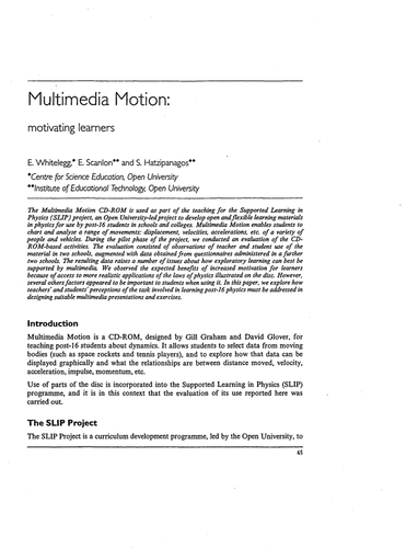 Multimedia Motion: motivating learners | Teaching Resources