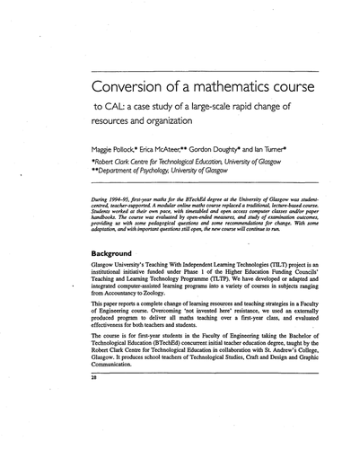 Conversion of a mathematics course to CAL | Teaching Resources