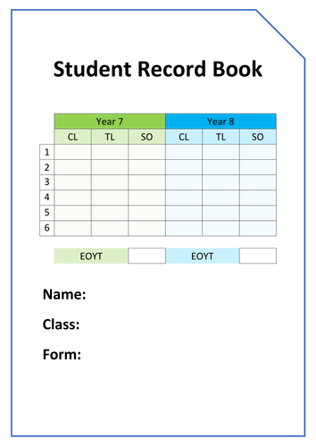 Student Record Level Book | Teaching Resources