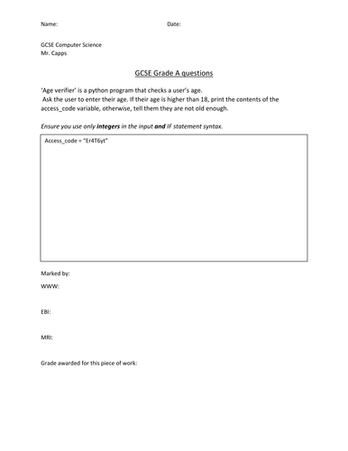Flow control / IF statements - Python starter | Teaching Resources