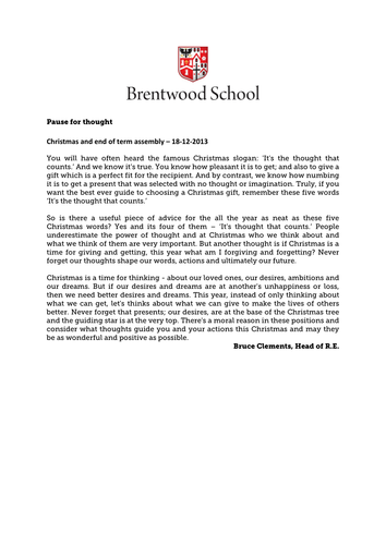 Christmas end of term assembly | Teaching Resources