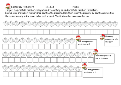 Christmas counting on and number formation | Teaching Resources