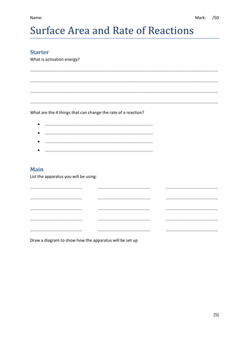 Rates Of Reaction Teaching Resources
