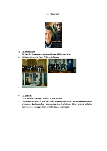 Les Intouchables film | Teaching Resources