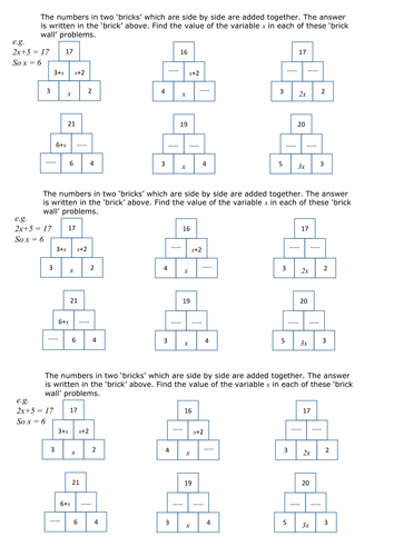 Algebra Bricks | Teaching Resources Algebra Bricks | Teaching Resources