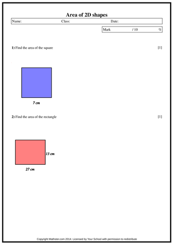 Area of 2D shapes | Teaching Resources