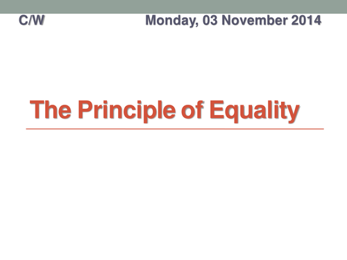 The Principle of Equality | Teaching Resources