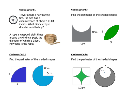 Circle Circumference Challenge Cards | Teaching Resources