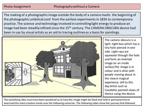 Photo-Assignment 'Photography without a Camera | Teaching Resources