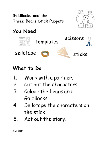 Make Goldilocks and the 3 Bears Stick Puppets | Teaching Resources