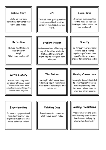 Whole School Extension Cards | Teaching Resources